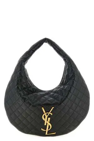 Saint Laurent Hobo Bag With Quilted Finish - Black