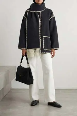TOTEME Coat With Integrated Fringed Scarf