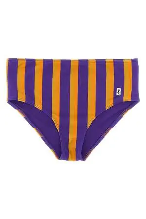 Saint Laurent Striped High-waisted Bikini Bottom