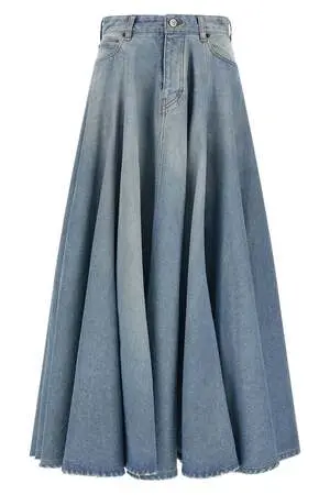Balenciaga Denim 'godet' Skirt - Light Blue