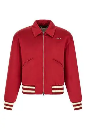SECOND / LAYER Bomber Jacket With Graphic Embroidery - Red