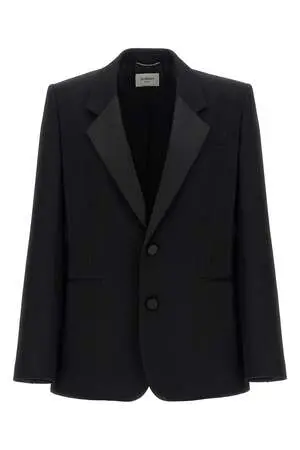 Saint Laurent Blazer With Satin Lapels - Black