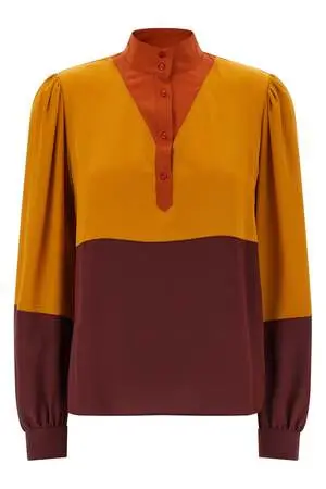 Saint Laurent Color-block Silk Blouse - Multi