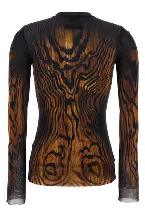 JEAN PAUL GAULTIER Mesh Long Sleeves Printed Wood' Top