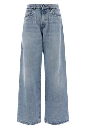 Giuseppe Di Morabito Wide-leg Jeans With Crystal Embellishments - Light Blue