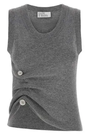 Giuseppe Di Morabito Knit Top With Crystal Buttons - Gray