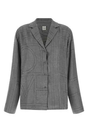 TOTEME Grey Monogram Flannel Shirt - Gray
