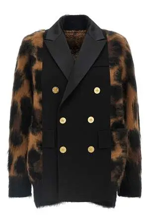 Sacai Cardigan With Double-breasted Insert - Multi