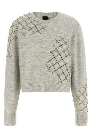 Pinko Embellished Knit Top - Gray