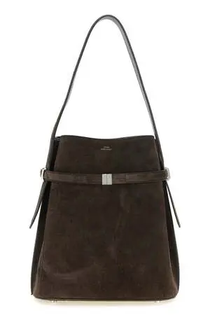 TOTEME Suede Bucket Bag With Belted Detail - Brown