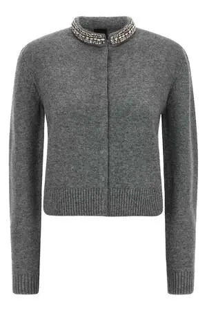 Pinko Cardigan With Jewel Collar - Gray