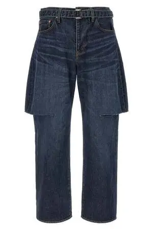 Sacai Denim Pants With Layered Detail - Blue