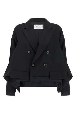 Sacai Blazer With Asymmetrical Hem - Black