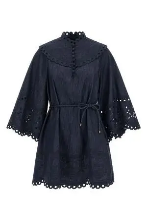 Zimmermann Mini Dress With Broderie Anglaise - Blue