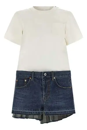 Sacai Hybrid Dress With Pleated Panels - Multi