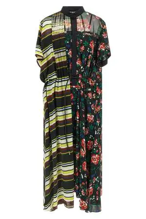 Sacai Asymmetrical Pattern Mix Dress - Multi