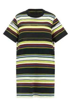 Sacai T-shirt Dress With Sheer Inserts - Multi