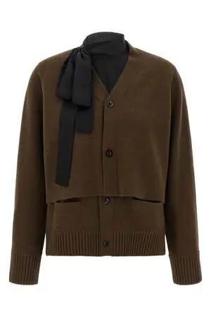 Sacai Wool Knit Cardigan With Layered Construction
