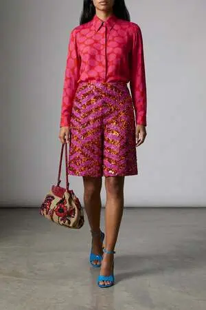 Dries Van Noten Sequin-embellished Bermuda Shorts