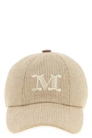 Max Mara Baseball Cap With Embroidered Logo - Beige