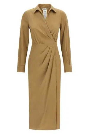 Max Mara Draped Detail Midi Dress - Beige