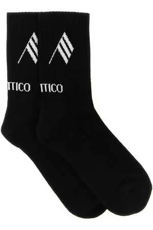 Attico Logo Intarsia Socks - White/black