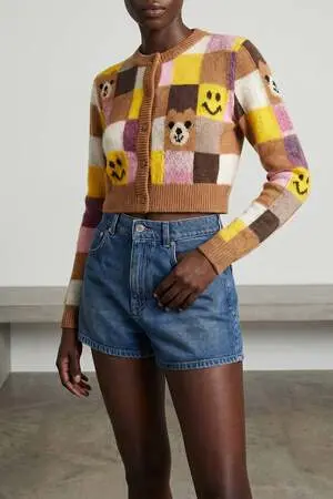 Moschino Yellow Cardigan With Smiley And Teddy Bear