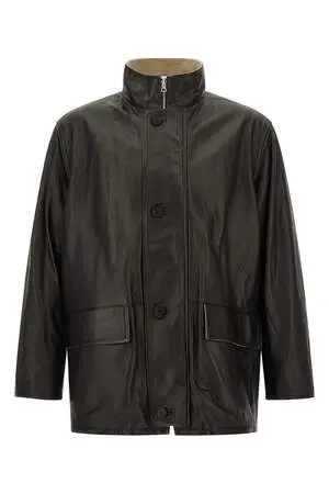 Auralee Reversible Wool And Leather Jacket