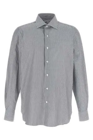 FINAMORE 1925 Striped Cotton Shirt - Blue