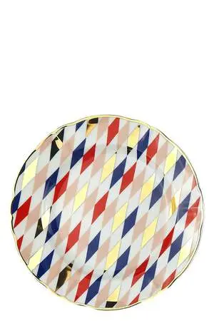 BITOSSI Dessert Plate With Gold Rim - Multi