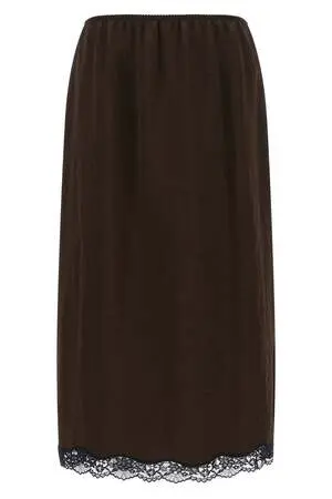 TWINSET Long Skirt With Scalloped Lace Trim