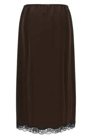 TWINSET Long Skirt With Scalloped Lace Trim