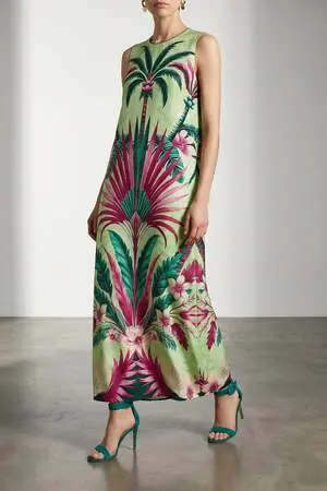 F.R.S FOR RESTLESS SLEEPERS F. R.s. F. R.s. Sleeveless Silk Maxi Dress With Tropical Print