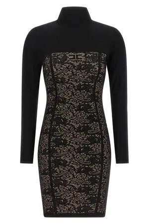 Elisabetta Franchi Mini Dress With Jacquard Weave - Black