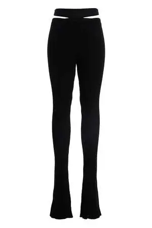 ANDREĀDAMO Trousers 'ribbed Flared With Cut-out - Black