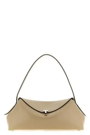 TOTEME T-lock Leather Shoulder Bag - Beige