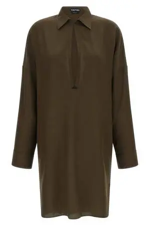 TOM FORD Silk Tunic Dress With Deep V-neck