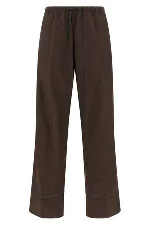 YVES SALOMON Leather-insert Trousers - Brown