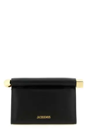 Jacquemus Clutch Geometric Gold-tone Metal Hardware - Black