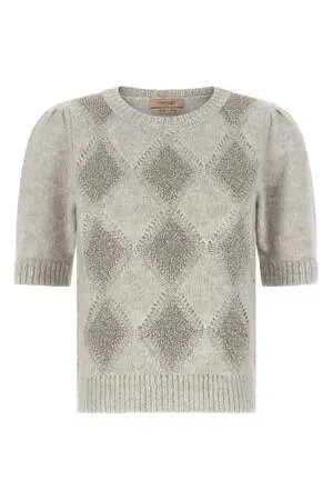 TWINSET Diamond Jacquard Sequin Knit - Gray