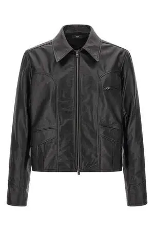 Amiri Zipped Leather Jacket - Black