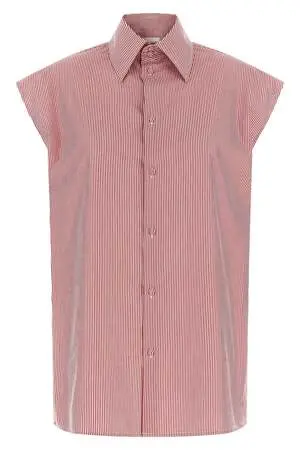 ARMARIUM Sleeveless Striped Cotton Shirt - Red