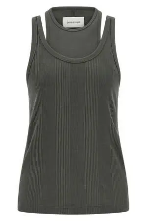 ARMARIUM Ribbed Cotton Layered Top - Gray