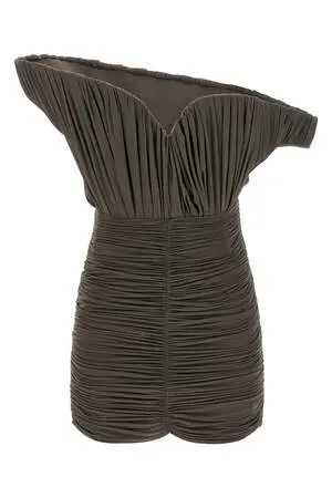 Magda Butrym Asymmetric Ruched Mini Dress - Brown