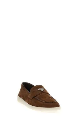 Prada Loafers Enamelled Triangle Logo Detail