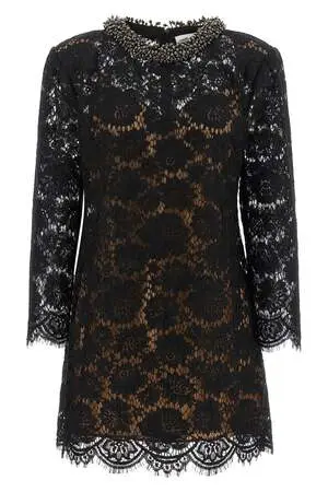 SELF-PORTRAIT Lace Mini Dress With Embellished Neckline