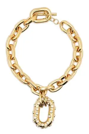 Rabanne Chain Necklace With Crystal Pendant