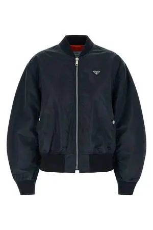 Prada Bomber Jacket With Triangle Logo - Blue