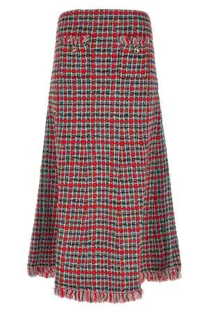 SELF-PORTRAIT Checked Knit Skirt - Multi