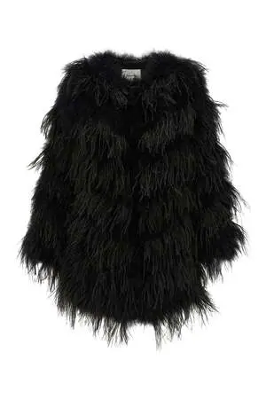 YVES SALOMON Feather-effect Caban - Black